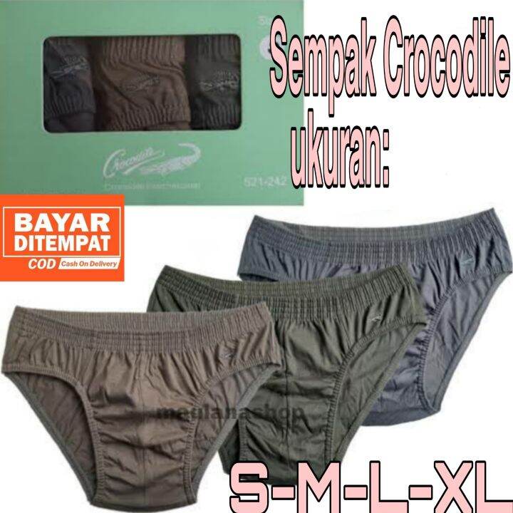 Celana Dalam / Sempak Pria Dewasa Merk Crocodile Internasional Box Hijau Karet Biasa 1 Box 3 Pcs ...