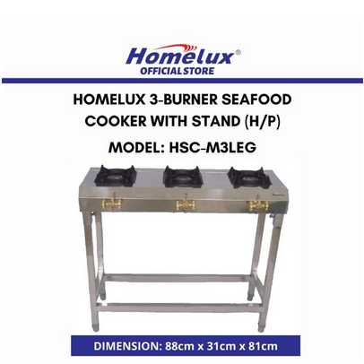 HOMELUX Stainless Steel (2B) High Pressure 3-Burner Seafood Cooker ...