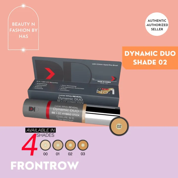Shade 02 Luxxe White Dynamic Duo BB + CC Hybrid Stick SPF50 PA ...