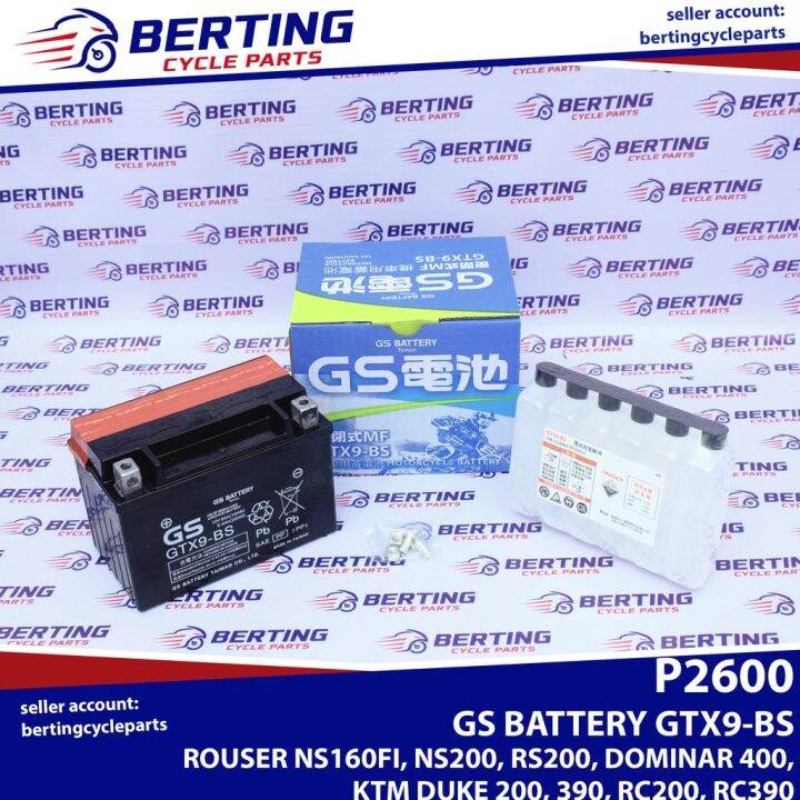 GS BATTERY GTX9-BS JAPAN BRAND Rouser NS160FI NS200 RS200 Dominar KTM ...