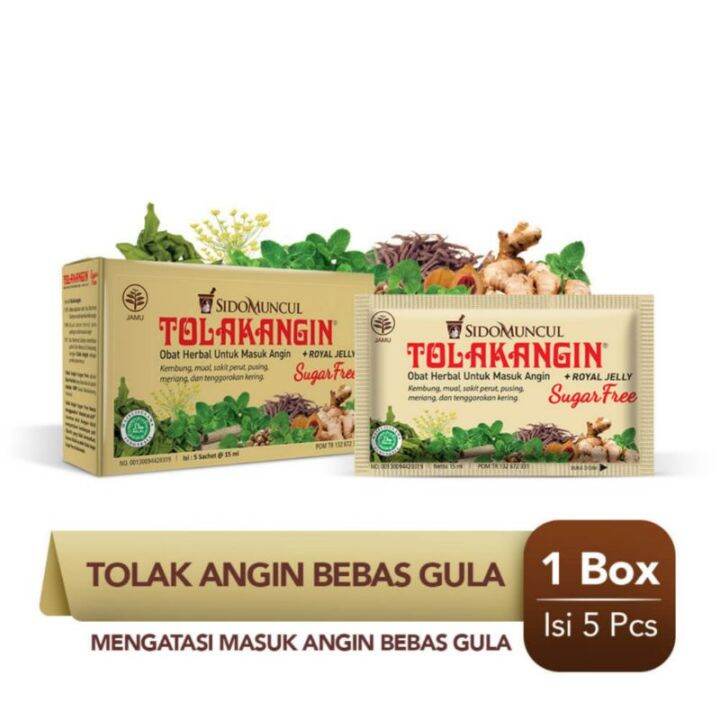 Tolak Angin Sugar Free 1 Dus (5 SACHETS) - Herbal Masuk Angin + Royal ...
