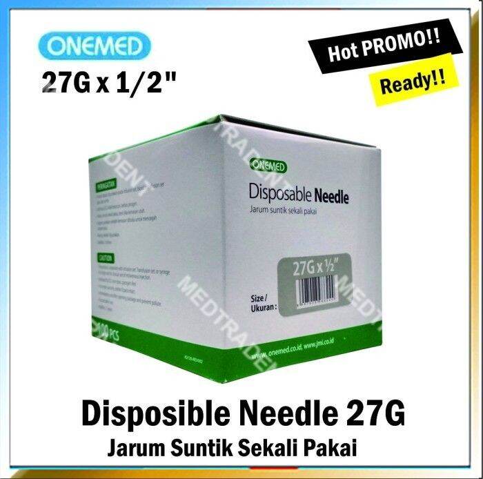 Disposable Needle Onemed 27G Jarum Suntik Sekali pakai isi 100pcs ...