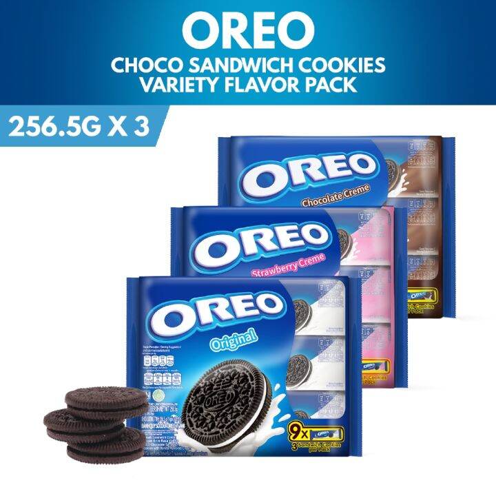 Oreo Variety Pack Vanilla, Chocolate, Strawberry 256.5g (Pack of 3 ...