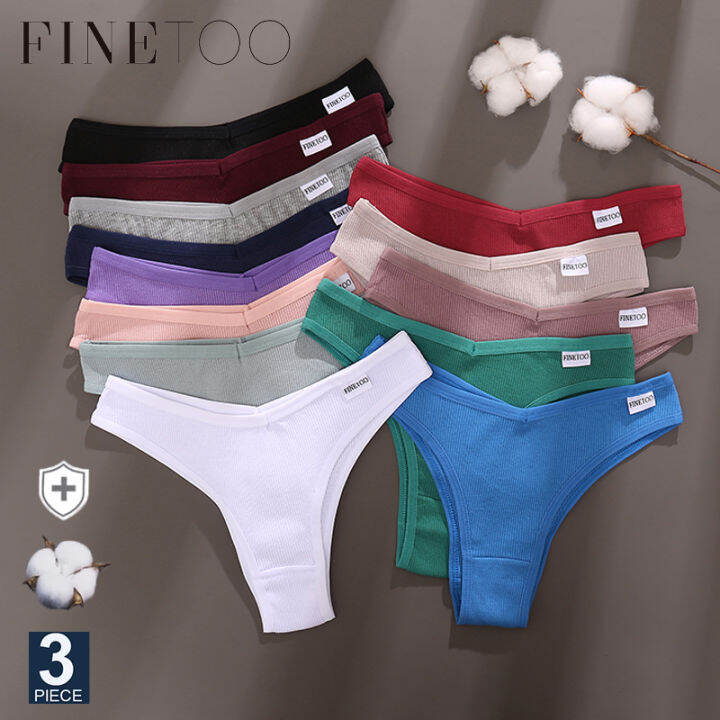 FINETOO 3ชิ้น/เซ็ตกางเกงผู้หญิงชุดชั้นในผ้าฝ้ายหญิง T Hongs เซ็กซี่ชุด ...