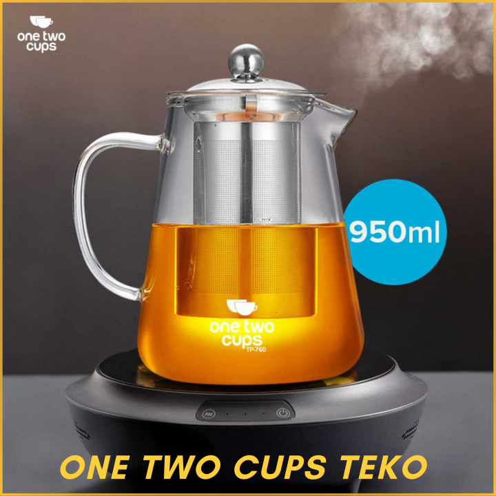 COD One Two Cups Teko Teh Kaca Tahan Panas dengan Saringan Glass Teapot Satu Set kopi kaca poci ...