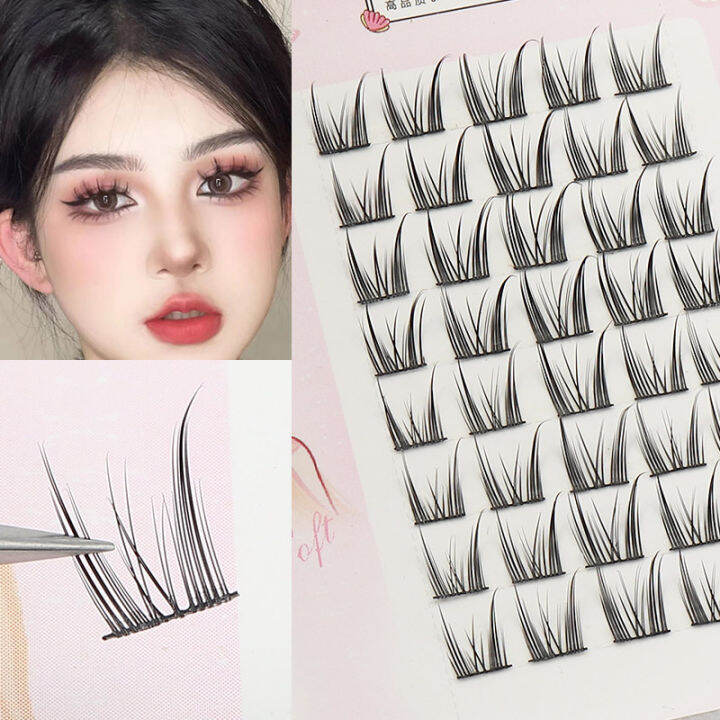 SHETZU 8 Row Cat Elf False Eyelashes Multiple Individual Cat Ears ...