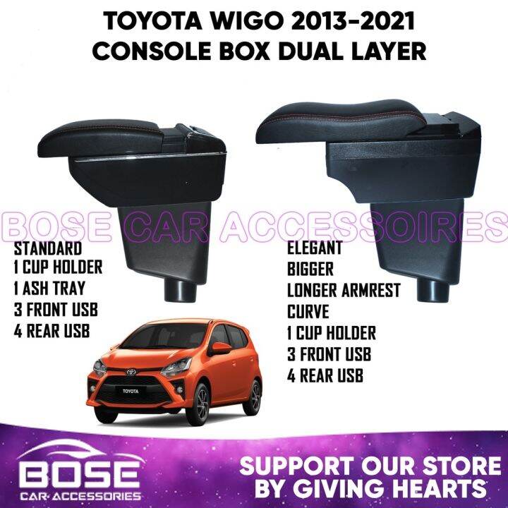 moto Toyota Wigo 2013 - 2023 OEM Armrest Console Box Premium Double ...