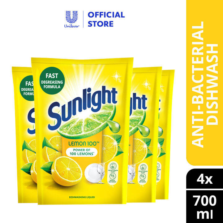 Sunlight Dishwash Liquid Lemon Refill 700ml x 4 | Lazada