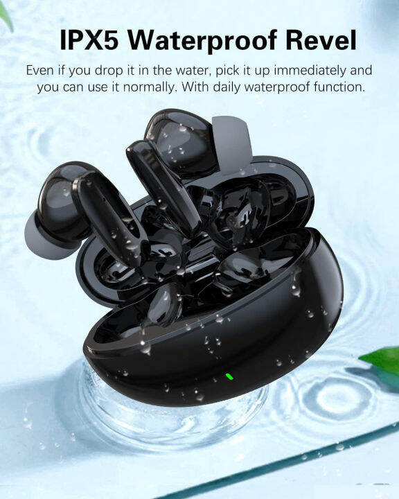 หูฟังสเตอริโอหูฟังบลูทูธไร้สาย IPX5การลดเสียงรบกวนกันน้ำด้วยเบสลึกระดับ ...
