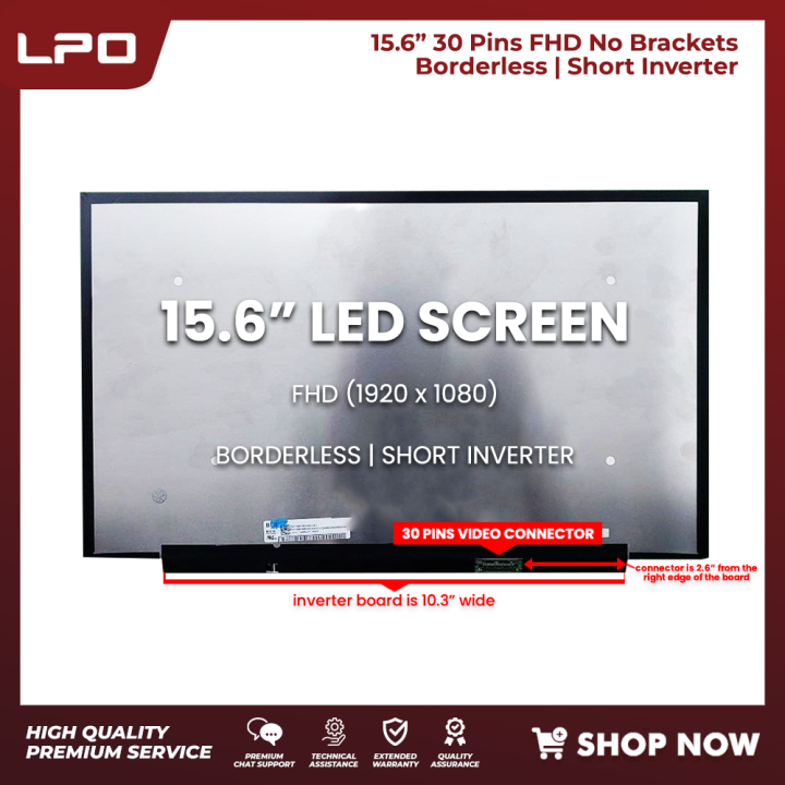 LPO Laptop LED Screen 15.6 inch 30 Pins Borderless FHD 1920 x 1080 ...