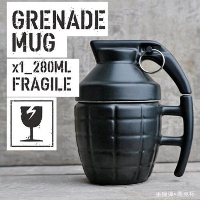 【Fan's tone】 Creative 3D Grenade Shape Ceramic Mug Three-dimensional ...