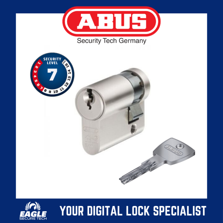 ABUS D10 NP 10/30 HALF EUROPROFILE CYLINDER WITH 3 KEYS - SATIN NICKLE | Lazada