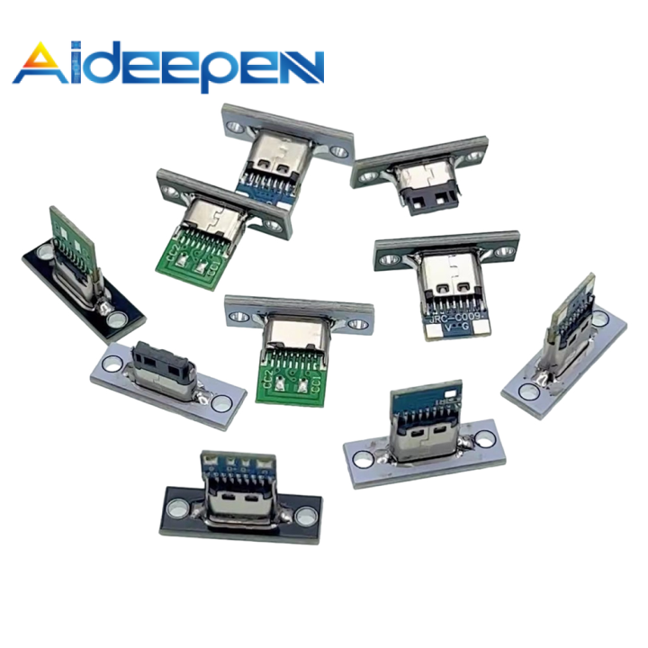 Aideepen 6Pin USB C Female Connector Panel Mount Jack TYPE-C Charging ...