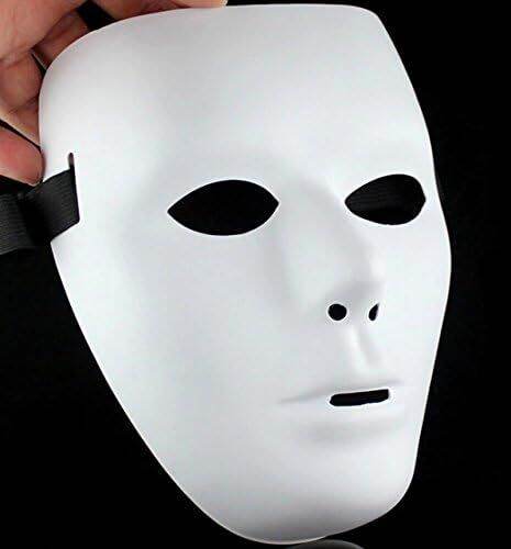 YMS White Plastic Full Face DIY Props Halloween Party Full Dance ...