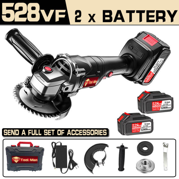 528VF rechargeable angle grinder, brushless angle grinder, two 20V ...