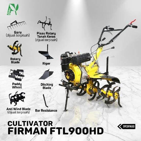 MESIN BAJAK ROTARY TANAH TRAKTOR MINI DIESEL FIRMAN FTL 900 HD | Lazada ...