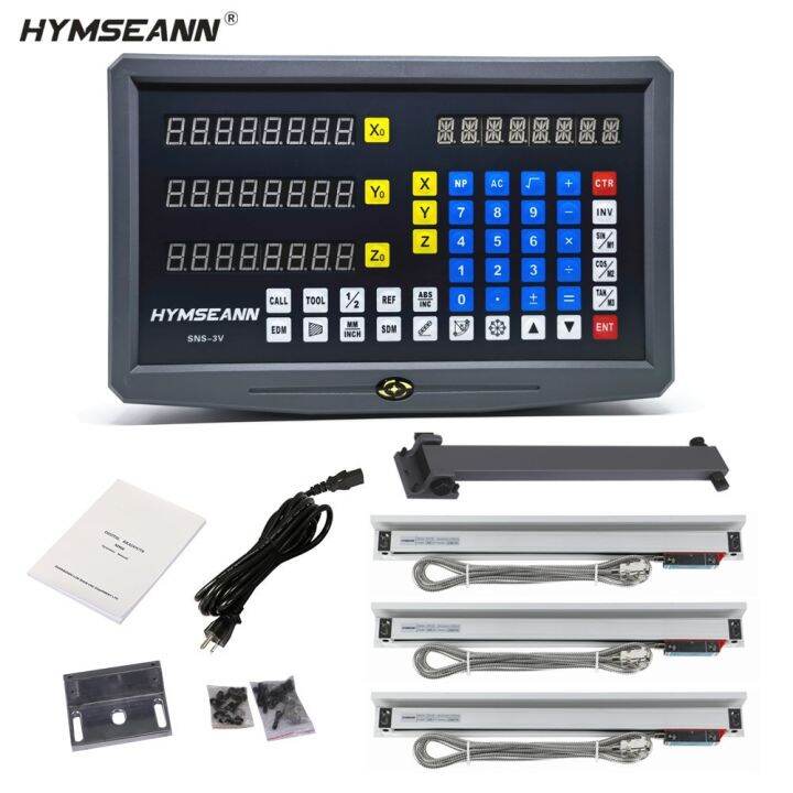 Complete Set SNS-3V 3 Axis Lathe Mill DRO Digital Readout Kit With 3 PCS 50mm-1000mm Linear ...