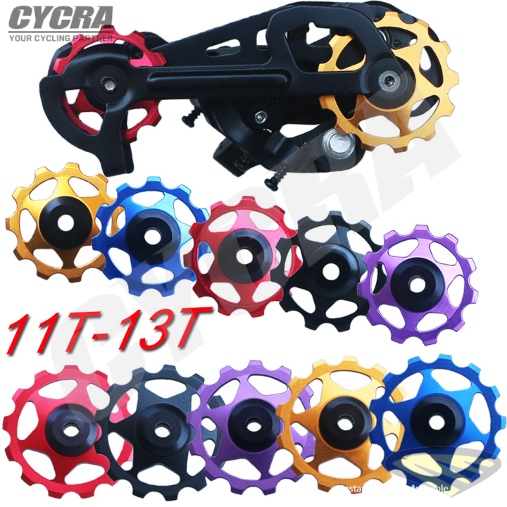 Bicycle 11T 13T Rear Derailleur Jockey Wheel Steel Bearing Pulley AL 7075 CNC Road Bike Guide ...