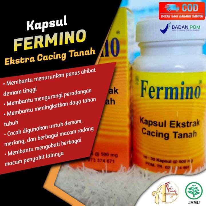Fermino Kapsul Ekstrak Cacing Tanah 30 Kapsul Obat Demam Tipes Membantu ...