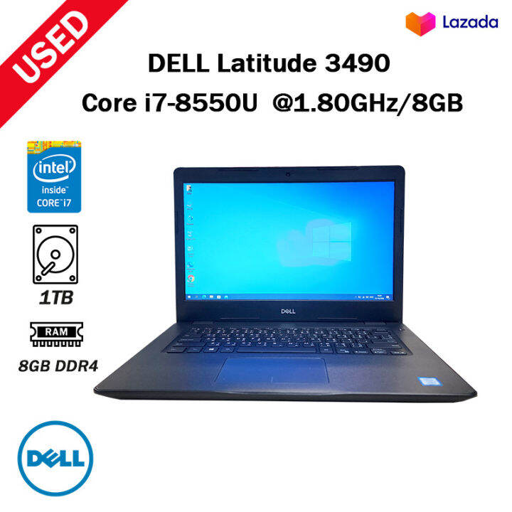 NOTEBOOK DELL Latitude 3490 i7 8550U Gen8 1.80GHz/8GB/HDD1TB/14"HD สภาพ ...