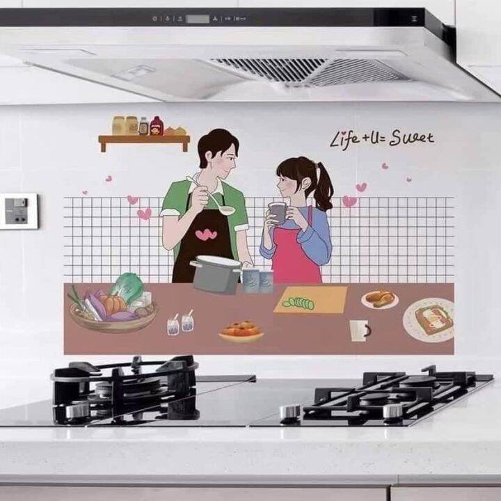 HTF Kitchen Oil-proof Sticker Self-adhesive Waterproof Wallpaper High ...