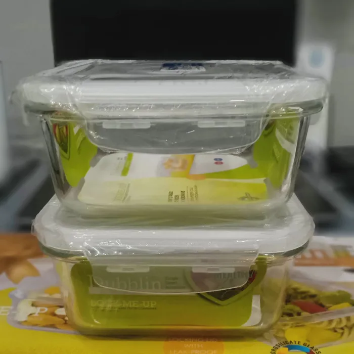 Microwave glass food container Square set /mangkok kaca tahan panas ...