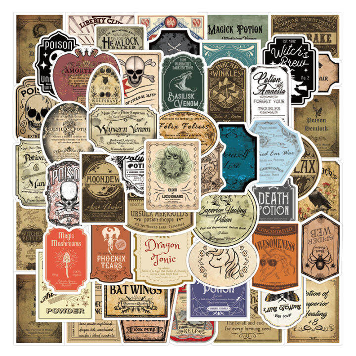 TANG 50Pcs Potion Label Cartoon Stickers Suitcase Guitar Laptop ...