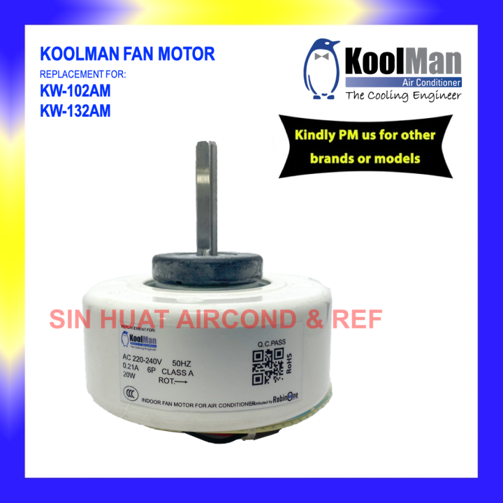 KOOLMAN Indoor Fan Motor KOOLMAN KW-102AM / KW-132AM Replacement Motor ...