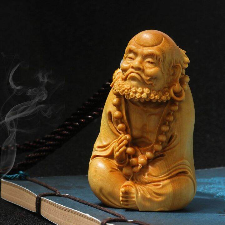 JX024 - 7-8 CM Damo Monk Boxwood Carving Dharma Figurine Buddha Small ...