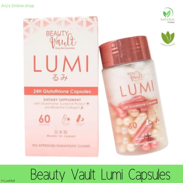 NEW Lumi 24Hr Skin Whitening Glutathione Capsules w/ Sunblock Protect ...
