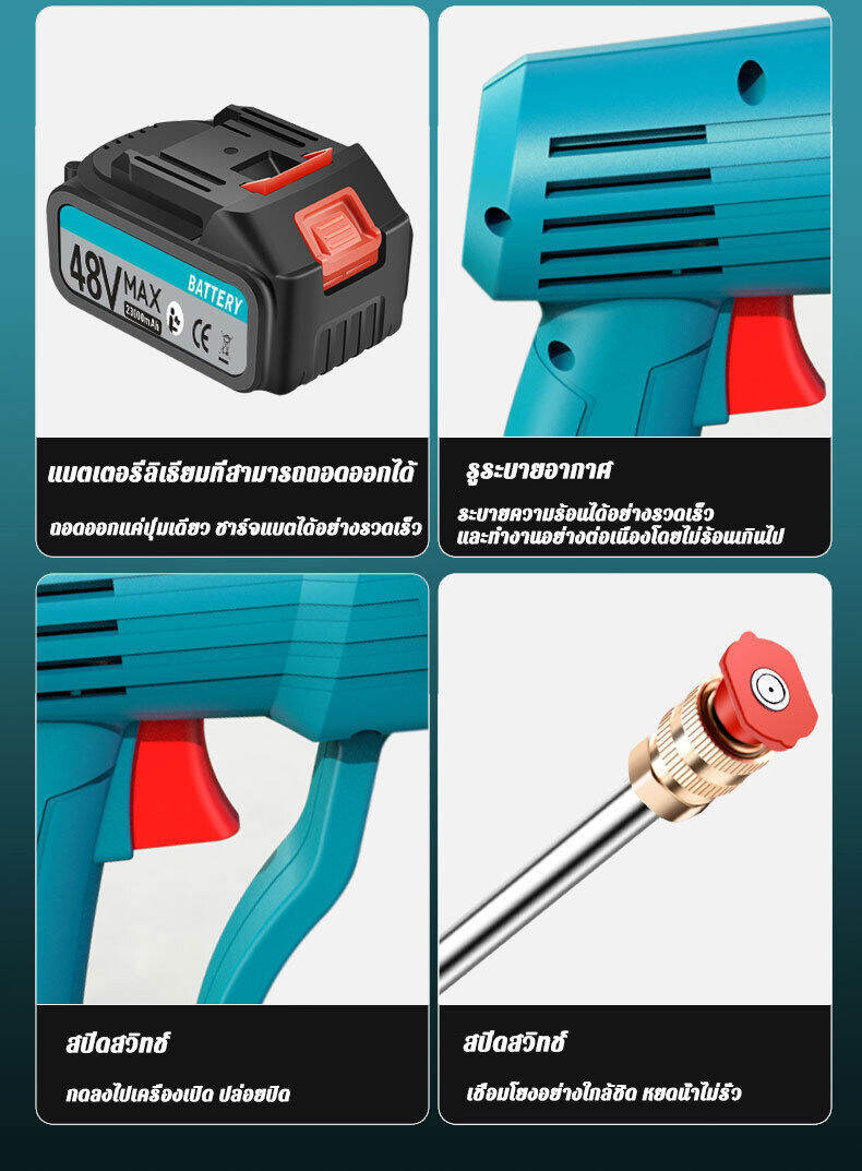 【ฟรีแบต 2 ก้อน】GALIMET เครื่องฉีดน้ำแรงดันสูง （เครื่องฉีดน้ำ ปืนฉีดนำ ...