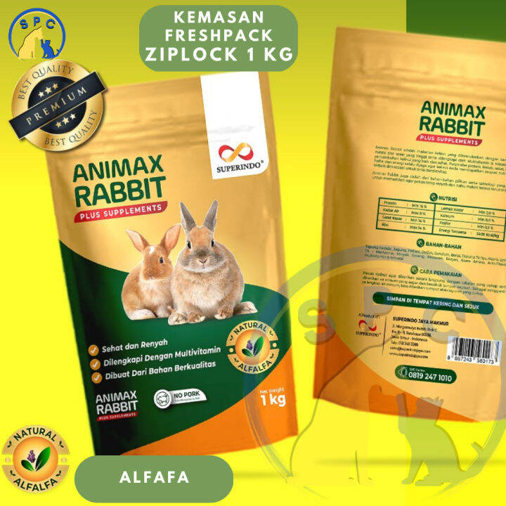ANIMAX Plus ALFAFA Freshpack 1 Kg Makanan Kelinci Premium Rabbit Food ...