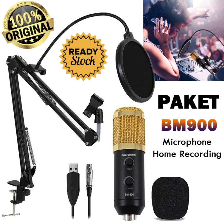 Paket Lengkap Professional Condenser Microphone BM900 + Scissor Arm ...