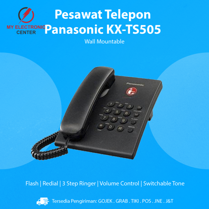 Pesawat Telepon Panasonic KX-TS505 Telephone Kabel Dinding Rumah Kantor ...