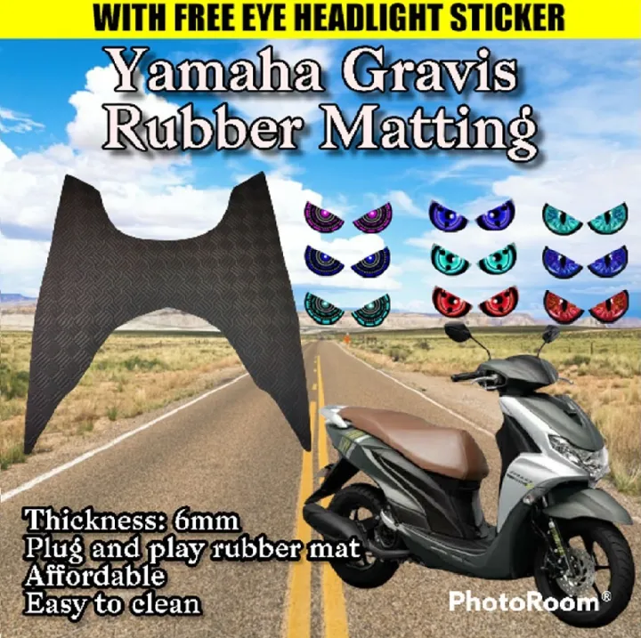 YAMAHA MIO GRAVIS RUBBER MATT W/ EYE HEADLIGHT STICKER / GRAVIS ...