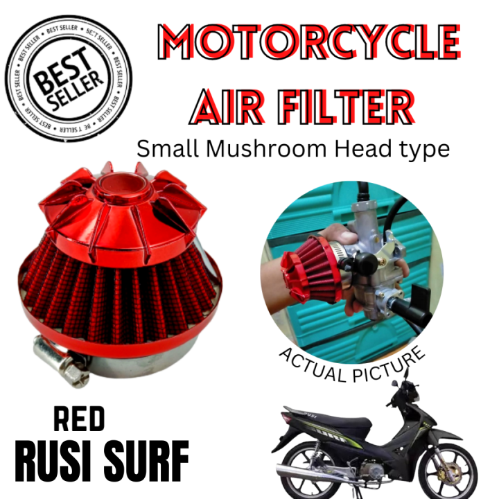 MOTORCYLE AIR FILTER FOR RUSI SURF | RED | SMALL MUSHROOM HEAD TYPE ...