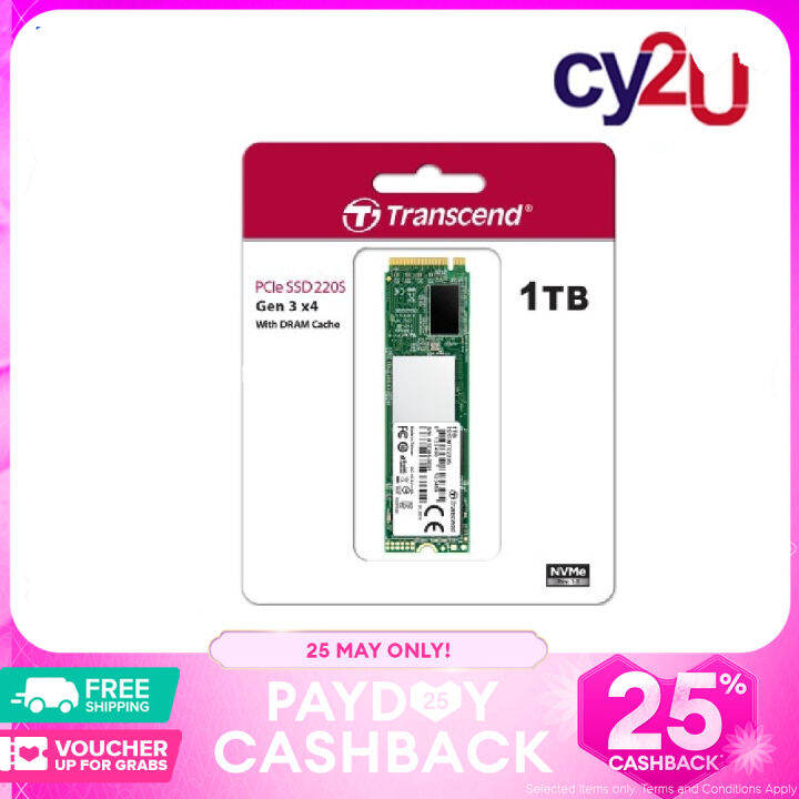 Transcend 1TB MTE220S NVME PCIe Gen3 x4 M.2 3D NAND SSD with DRAM cache ...