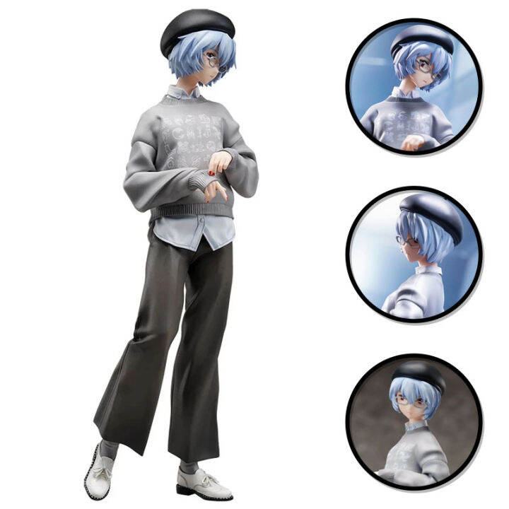 Pre-sale Genuine 25CM Anime EVA Figure Ayanami Rei Silver Hair Beret ...