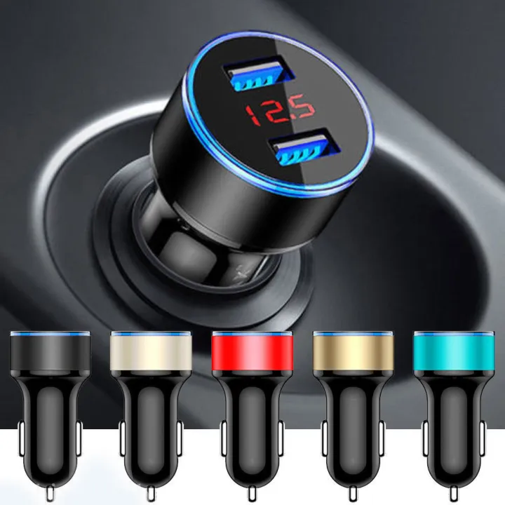 [Free Gift]3.1A Dual USB Car Charger LCD Display 12-24V Socket Digital ...