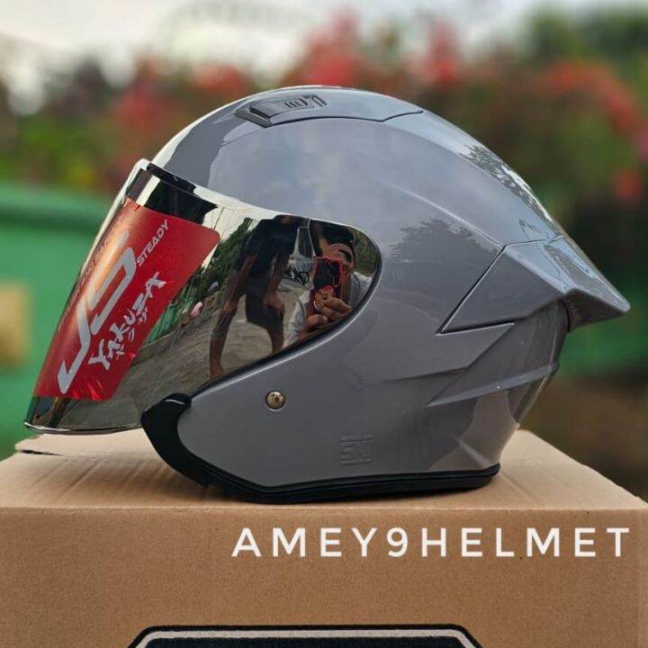 Helm Js Yakuza Sni Half Face Original Visor Silver Njs Kairoz Alv