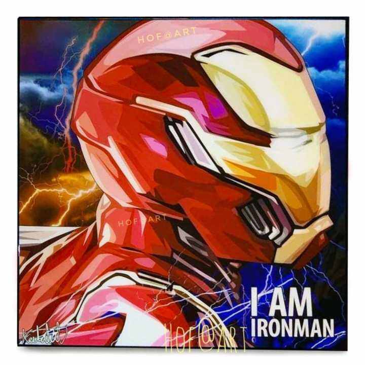 Iron man #9 ไอรอนแมน Avengers รูปภาพ ติด ผนัง pop art พร้อมกรอบและที่ ...