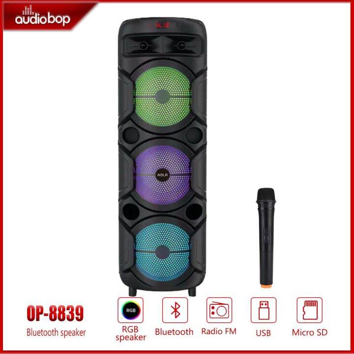 8.5"*3 Portable Speaker System Outdoor Speaker Portable System with Wireless Microphone Party ...