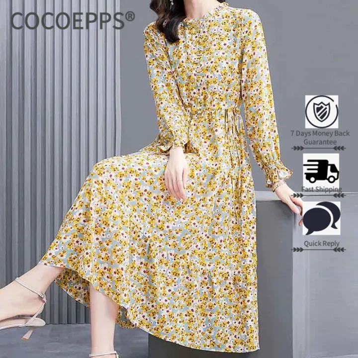 COCOEPPS 2022 Lapel เสื้อชีฟองผู้หญิงแขนยาว CC | Lazada.co.th