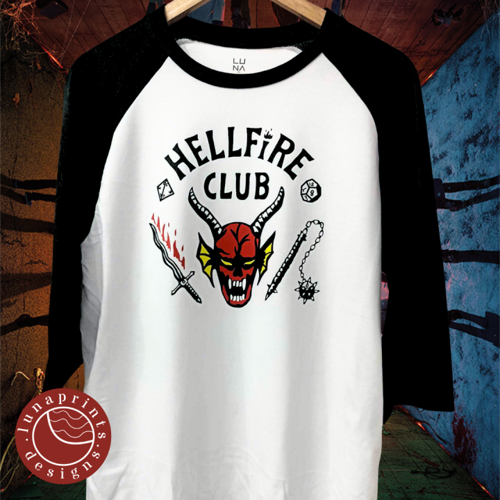 Premium Hellfire Club 3/4 Raglan Shirt - Stranger Things inspired Shirt- The Luna Merch | Lazada PH