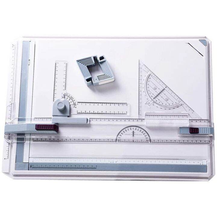A3 Multi-Function Drawing Board Tools Drawing Board Adjustable Parallel with Clear Rule Graphics ...
