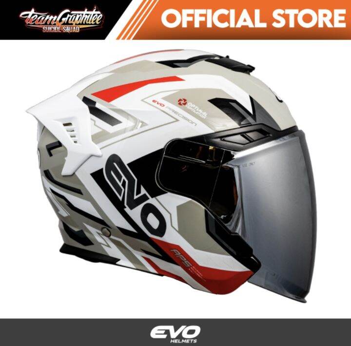 EVO RX-7 ALPHA GLOSS GREY HALF FACE DUAL VISOR WITH FREE CLEAR LENS ...