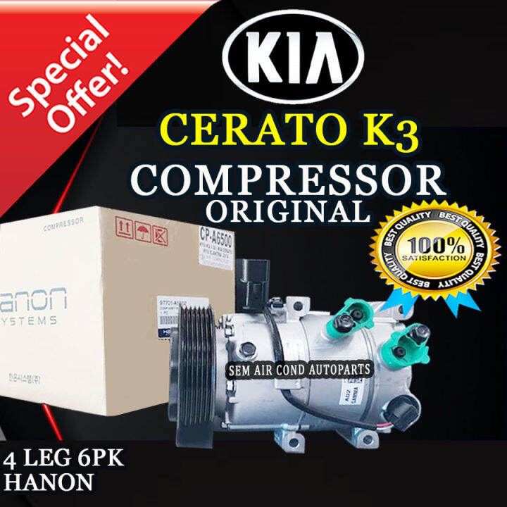 KIA CERATO K3 4 LEG 6PK ORIGINAL HANON COMPRESSOR/ KOMPRESOR (CAR ...