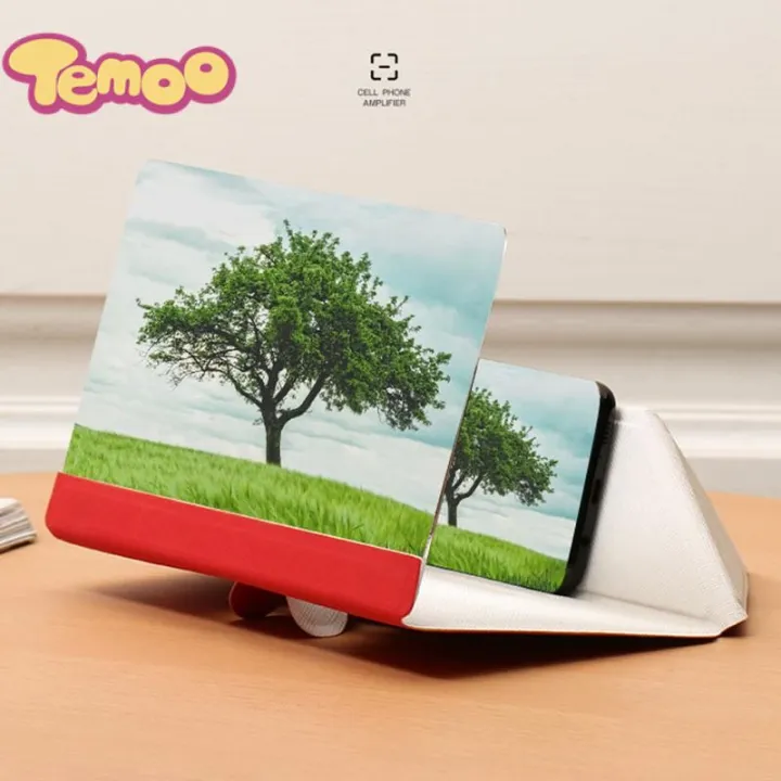 Temoo 3D แว่นขยายจอโทรศัพท์ Stereoscopic ขยายเดสก์ท็อปพับเคสแท็บเล็ต ...