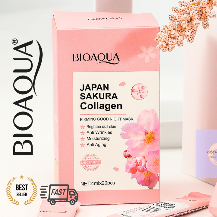 Bioaqua Japan Sakura Collagen Firming Good Night Mask Brighten Dark ...