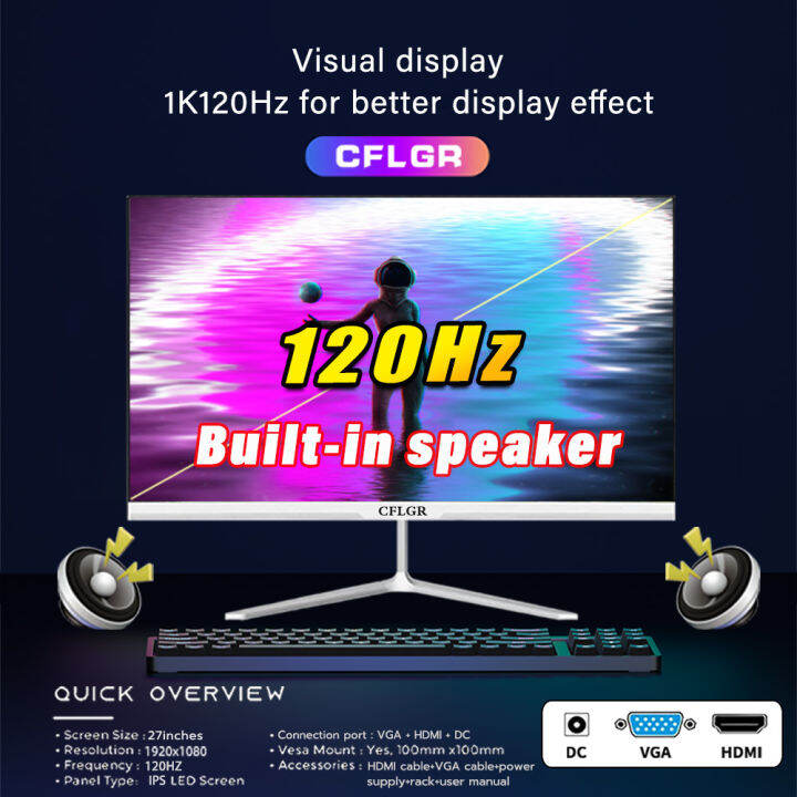 Monitor Pc 27 Inci Monitor Melengkung Permainan 75Hz dengan Speaker ...